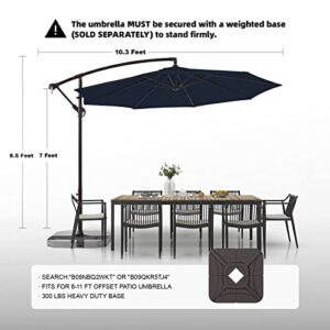 wikiwiki 10ft Patio Umbrellas Offset Outdoor Umbrella Cantilever hanging Umbrellas w/Infinite Tilt, Fade Resistant Waterproof RECYCLED FABRIC Canopy & Cross Base, for Yard, Garden & Deck (Navy Blue)