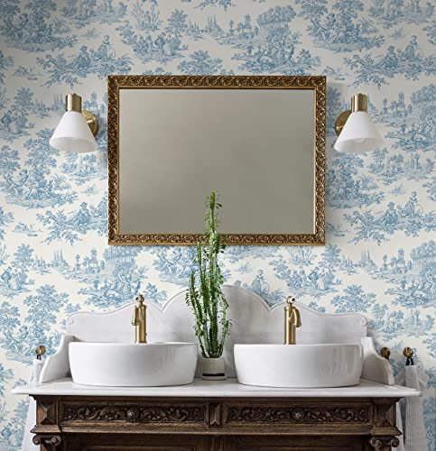 NextWall Chateau Toile Peel and Stick Wallpaper (Blue Bell)