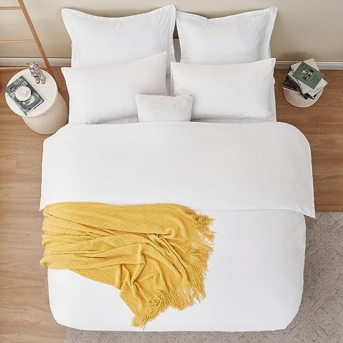 RUIKASI White Duvet Cover King Size - Soft Brushed Microfiber King Duvet Cover with Zipper Closure, 3-Pieces Bedding Duvet Cover Sets 104x90 Inches with 2 Pillow Shams for King Size Bed