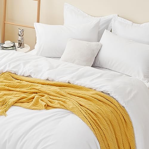 RUIKASI White Duvet Cover King Size - Soft Brushed Microfiber King Duvet Cover with Zipper Closure, 3-Pieces Bedding Duvet Cover Sets 104x90 Inches with 2 Pillow Shams for King Size Bed