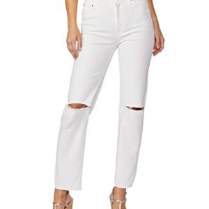 PAIGE Women's Stella Ultra high Rise Straight Leg 29" Destructed, Bare White Distressed, 24