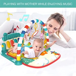 Lcasio Musical Baby Gyms Play Mats Musical Activity Mat Piano Baby Play Gym Tummy Time Padded Mat for Baby Newborn Toddler Infants (Green)