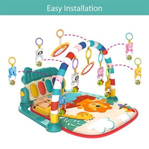 Lcasio Musical Baby Gyms Play Mats Musical Activity Mat Piano Baby Play Gym Tummy Time Padded Mat for Baby Newborn Toddler Infants (Green)