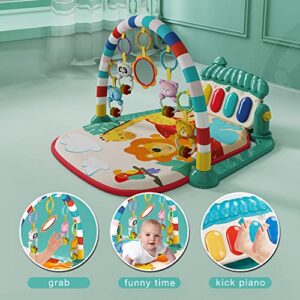 Lcasio Musical Baby Gyms Play Mats Musical Activity Mat Piano Baby Play Gym Tummy Time Padded Mat for Baby Newborn Toddler Infants (Green)