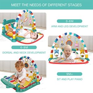 Lcasio Musical Baby Gyms Play Mats Musical Activity Mat Piano Baby Play Gym Tummy Time Padded Mat for Baby Newborn Toddler Infants (Green)