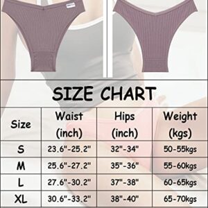 FINETOO 6 Pack Womens Cotton Underwear Sexy V-Waist Bikini Panties Ladies Brazilian Hipster Cheeky S-XL