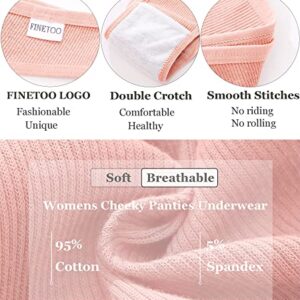 FINETOO 6 Pack Womens Cotton Underwear Sexy V-Waist Bikini Panties Ladies Brazilian Hipster Cheeky S-XL