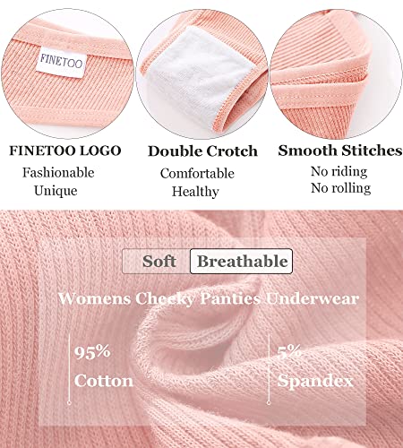 FINETOO 6 Pack Womens Cotton Underwear Sexy V-Waist Bikini Panties Ladies Brazilian Hipster Cheeky S-XL