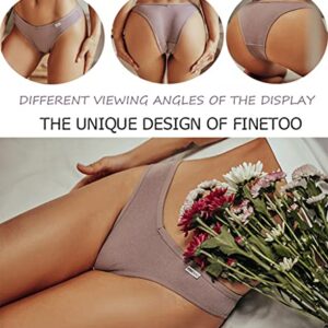 FINETOO 6 Pack Womens Cotton Underwear Sexy V-Waist Bikini Panties Ladies Brazilian Hipster Cheeky S-XL