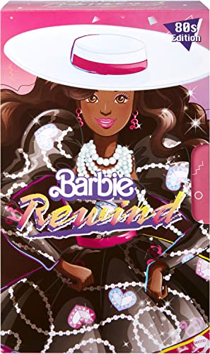 Barbie Rewind ‘80s Edition Doll, Sophisticated Style, Wearing Dress & Accessories, with Dark-Brown Curly Hair, Gift for Collectors