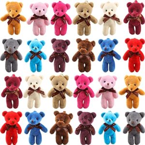 haconba 36 packs 4.7 inch mini teddy bear toy plush stuffed bear doll for keychain craft diy accessory birthday gifts party favors supplies, 12 colors