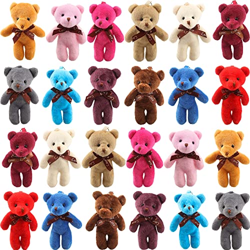 Haconba 36 Packs 4.7 Inch Mini Teddy Bear Toy Plush Stuffed Bear Doll for Keychain Craft DIY Accessory Birthday Gifts Party Favors Supplies, 12 Colors