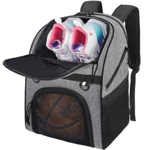 basketball bag, basketball backpack with ball compartment basketball accessories large capacity basketball equipment bag soccer bag sports gym with shoe compartment fits soccer & volleyball football