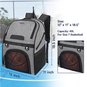 Basketball Bag, Basketball Backpack with Ball Compartment Basketball Accessories Large Capacity Basketball Equipment Bag Soccer Bag Sports Gym with Shoe Compartment Fits Soccer & Volleyball Football