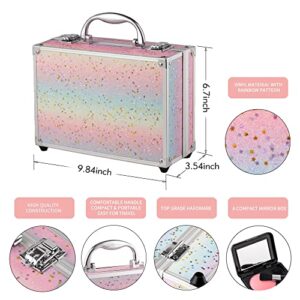 Hot Sugar Makeup Kit for Teenager Girls - Full Starter Cosmetics Set with Eye Shadow Lip Balm Blush Lip Gloss Brush Lip Pencil Eye Pencil and Mirror (Rainbow)