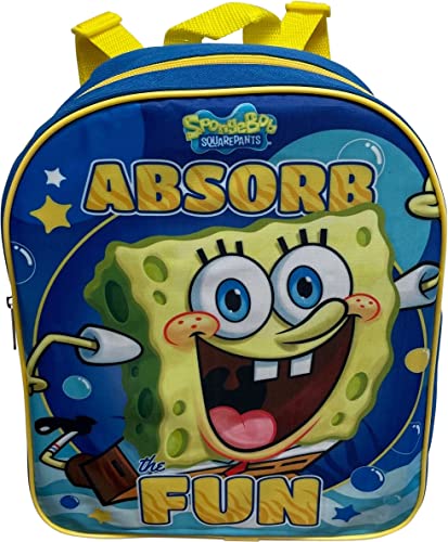 Ruz Sponge Bob Toddle Boy 12 Inch Mini Backpack (Blue-Yellow)