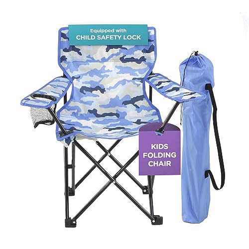 Emily Rose Kids Toddler Beach Chair | Outdoor Folding Chair for Boys and Girls with Child Safety Lock, Cup Holder and Carry Case | Sturdy, Portable, and Fun Seating for Beach, Camping, and Picnics