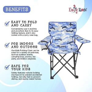 Emily Rose Kids Toddler Beach Chair | Outdoor Folding Chair for Boys and Girls with Child Safety Lock, Cup Holder and Carry Case | Sturdy, Portable, and Fun Seating for Beach, Camping, and Picnics