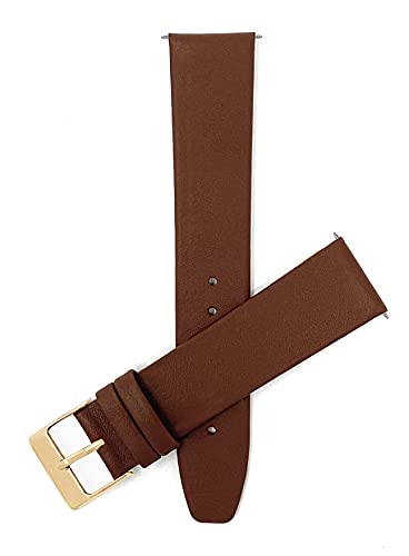 Shoptictoc Quick Release Leather Watch Band for Skagen - Light Brown - Slim Replacement Watch Strap for Skagen Smart Watch Bands and Classic Watches - Gold Buckle - 18mm