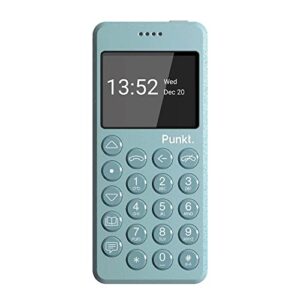 punkt. mp02 4g lte minimalist mobile phone | light blue | unlocked, nano-sim, wi-fi hotspot, 2gb ram+16gb storage, 1280 mah battery, multiband