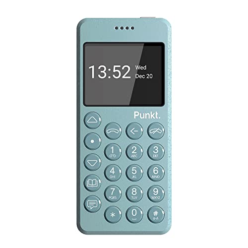 Punkt. MP02 4G LTE Minimalist Mobile Phone | Light Blue | Unlocked, Nano-SIM, Wi-Fi Hotspot, 2GB RAM+16GB Storage, 1280 mAh Battery, Multiband