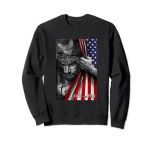 faith over fear god jesus christian flag funny 4th of july sweatshirt