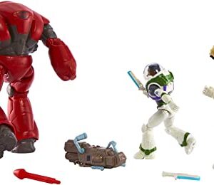 Mattel Disney and Pixar Lightyear 3 Action Figure Set, 5-in Scale Buzz Lightyear, Izzy Hawthorne & Zyclops Toys, Space Rangers vs Robots