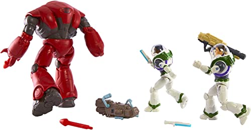 Mattel Disney and Pixar Lightyear 3 Action Figure Set, 5-in Scale Buzz Lightyear, Izzy Hawthorne & Zyclops Toys, Space Rangers vs Robots