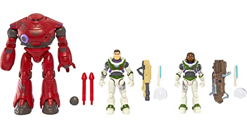 Mattel Disney and Pixar Lightyear 3 Action Figure Set, 5-in Scale Buzz Lightyear, Izzy Hawthorne & Zyclops Toys, Space Rangers vs Robots