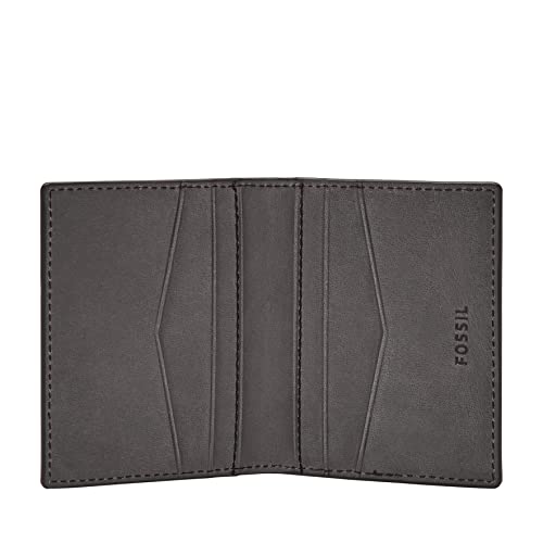 Fossil Men's Everett Leather Slim Minimalist Bifold Front Pocket Wallet, Lead Gray