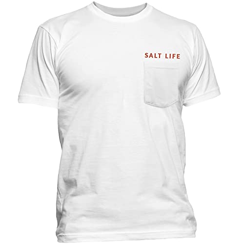 Salt Life Sailin Flag Short Sleeve Classic Fit Shirt, White, Medium