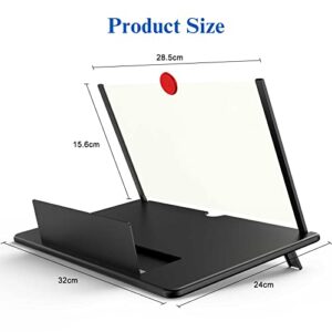 16" Screen Magnifier –3D HD Mobile Phone Magnifying Projector Screen Enlarger for Movies, Videos, and Gaming–Foldable Phone Stand with Screen Amplifier–Supports All Smartphones (Black-16Inch)