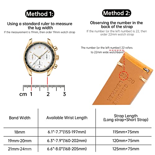 REZERO Quick Release Watch Band, Top Grain Leather Watch Straps for Men Women- 18mm 20mm 21mm 22mm 23mm 24mm Discoloration Leather Replacement Watchbands