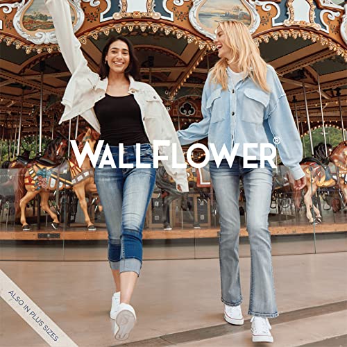 WallFlower Women's Pull On Denim Cropped High-Rise Insta Soft Juniors Jeans, Lake Ankle, 11