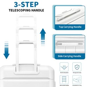 Somago Luggage Sets 3 Piece Spinner Hardside PP Suitcase with TSA Lock 4 Piece Set with 6 Set Packing Cubes for Travel (Creamy White)