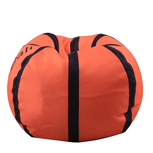 Enfudid Stuffed Animal Storage Bean Bag Chair, 18" Beanbag Covers Only for Organizing Plush Toys, Turns into Bean Bag Seat for Kids When Filled, Basketball Shape