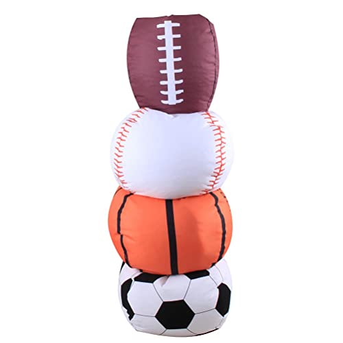 Enfudid Stuffed Animal Storage Bean Bag Chair, 18" Beanbag Covers Only for Organizing Plush Toys, Turns into Bean Bag Seat for Kids When Filled, Basketball Shape