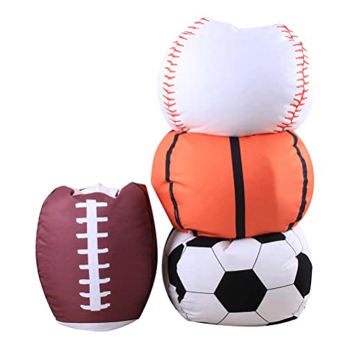 Enfudid Stuffed Animal Storage Bean Bag Chair, 18" Beanbag Covers Only for Organizing Plush Toys, Turns into Bean Bag Seat for Kids When Filled, Basketball Shape