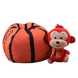 Enfudid Stuffed Animal Storage Bean Bag Chair, 18" Beanbag Covers Only for Organizing Plush Toys, Turns into Bean Bag Seat for Kids When Filled, Basketball Shape