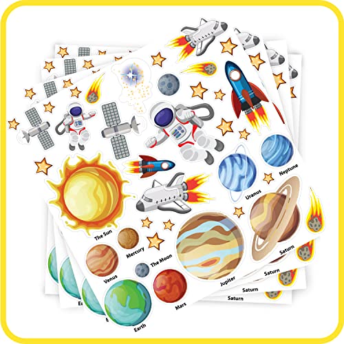 READY 2 LEARN Foam Stickers - Space - Pack of 152 - Self-Adhesive Stickers for Kids - 3D Puffy Planet Stickers for Laptops, Party Favors and Crafts