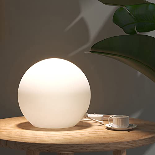 Rokinii Casa 7.8 Inch Ball Table Lamp with Glass Shade, Ball Light Bookshelf Lamp for Bedroom, Dorm, Office and Bedroom Bookshelf Reading Decoration, Without Bulb