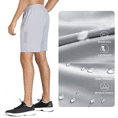 NORTHYARD Men's Athletic Hiking Shorts Quick Dry Workout Shorts 7"/ 9"/ 5" Lightweight Sports Gym Running Shorts Basketball Exercise Grey S