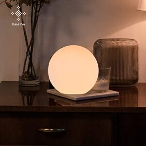 Rokinii Casa 7.8 Inch Ball Table Lamp with Glass Shade, Ball Light Bookshelf Lamp for Bedroom, Dorm, Office and Bedroom Bookshelf Reading Decoration, Without Bulb