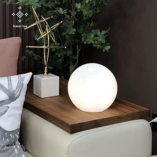 Rokinii Casa 7.8 Inch Ball Table Lamp with Glass Shade, Ball Light Bookshelf Lamp for Bedroom, Dorm, Office and Bedroom Bookshelf Reading Decoration, Without Bulb