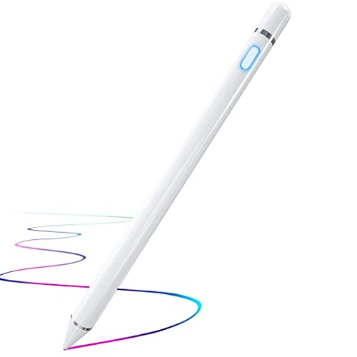 Active Stylus Compatible with Apple iPad, Stylus Pens for Touch Screens,Rechargeable Fine Point Stylist Compatible with Apple iPad and Other Tablets,for Drawing and Handwriting (White)