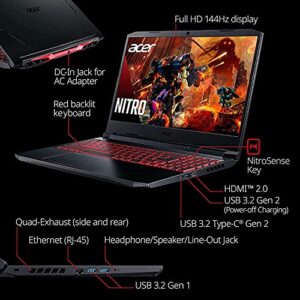 acer Nitro 5 Gaming Laptop 15.6" FHD 144Hz, Intel Core i5-10300H(up to 4.5GHz), GeForce RTX 3050, 16GB RAM 512GB PCIe SSD, WiFi6 Backlit Keyboard w/ 3in1 Accessories