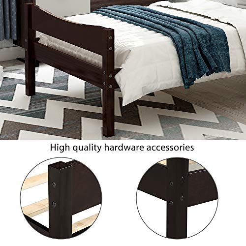 CITYLIGHT Twin Size Bed Frames with Headboard and Footboard, Wood Twin Platform, Kids Twin Bed, Single Bed Frame No Box Spring Needed(Espresso)