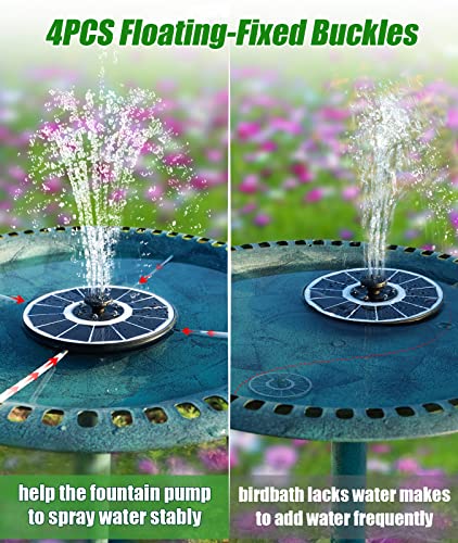 SZMP Solar Fountain Upgraded 100% Glass Panel, 3.5W Floating Solar Powered Water Pump Built-in 2000 Battery with 7 Nozzle & 4 Fixer, Solar Bird Bath Fountain for Garden, Pond, Pool, Outdoor (Colorful)