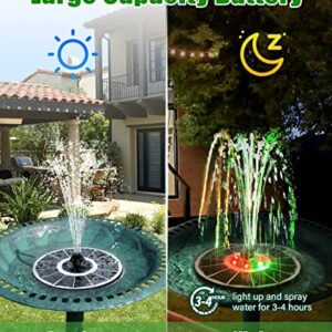 SZMP Solar Fountain Upgraded 100% Glass Panel, 3.5W Floating Solar Powered Water Pump Built-in 2000 Battery with 7 Nozzle & 4 Fixer, Solar Bird Bath Fountain for Garden, Pond, Pool, Outdoor (Colorful)