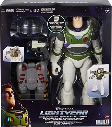 Mattel Lightyear Toys 12-in Action Figure with Accessories, Space Ranger Gear Alpha Buzz with Jetpack & Blaster